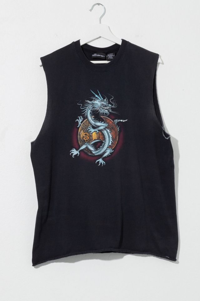 Vintage Y2K Distressed Dragon Graphic Black Tank Top | Urban Outfitters