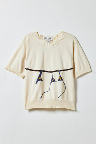 Vintage By Magg’s Rags Clothesline Bikini Patchwork Graphic Sweater Tee ...