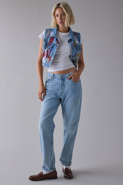 ReMADE By UO Bleach & Paint Splatter Denim Vest Top | Urban Outfitters