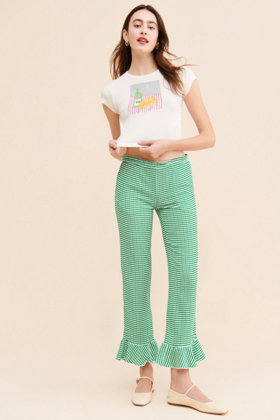 Daphne Printed Ruffle Flare Pants | Urban Outfitters