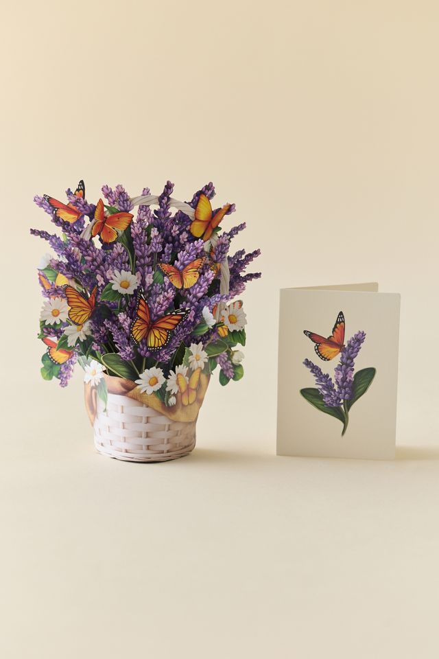 Freshcut Paper Mini Lavender & Butterflies Bouquet Pop-Up Greeting Card ...