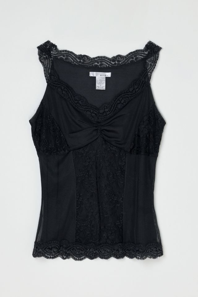 Vintage Y2k Black Lacy Tank Top | Urban Outfitters