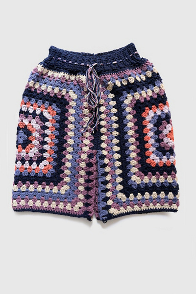 MARVES new york Granny Square Patchwork Plum Bermuda Shorts | Urban ...