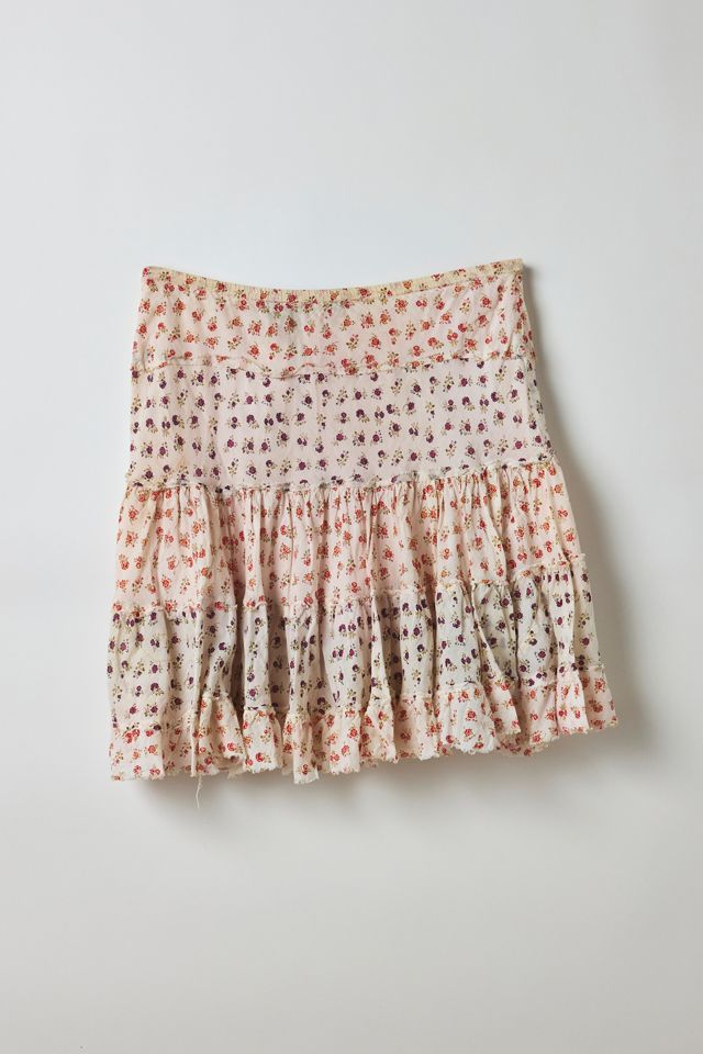 Vintage By Velzy Planet Gold Tiered Floral Midi Skirt | Urban Outfitters