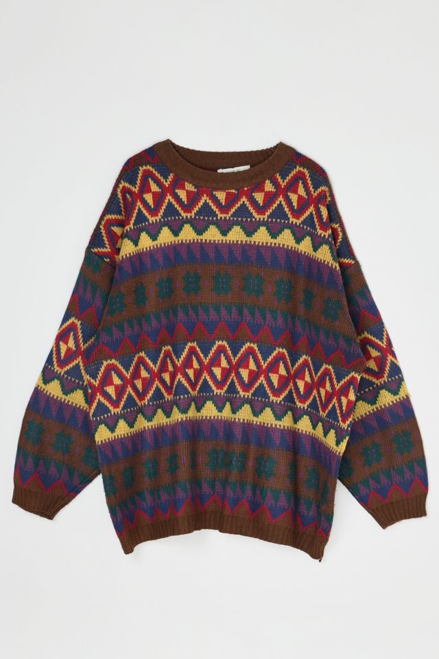 Vintage 90s Geometric Patterned Sweater | Urban Outfitters