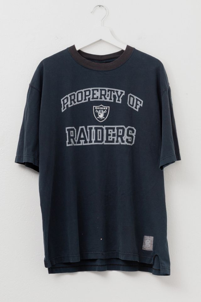 Vintage Y2K Distressed Raiders Spell Out Black Graphic T-Shirt | Urban ...