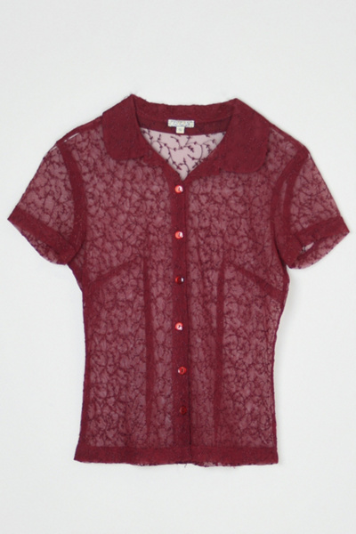 Vintage Y2k Dark Red Lace Top | Urban Outfitters