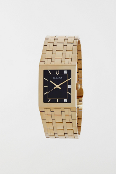 Bulova Quadra Quartz Diamond Black Dial Watch | Urban Outfitters