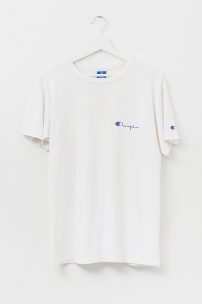 Vintage 1990s Champion Made in USA Script Logo Embroidered White Cotton ...
