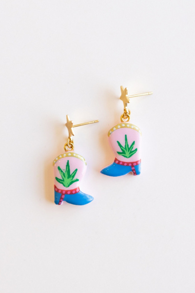 Sigfus Designs Agave Cowboy Boot Charm Earrings | Urban Outfitters