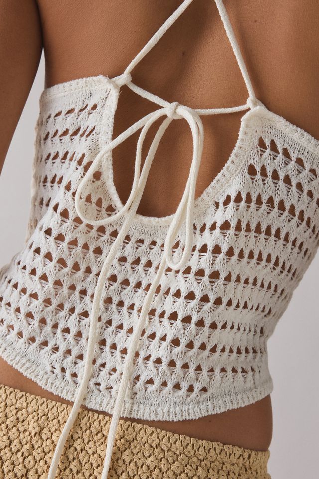 UO Cleo Pointelle Knit Strappy Tank Sweater | Urban Outfitters
