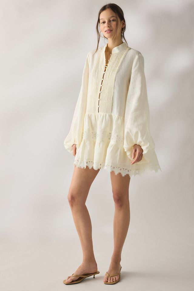 Bardot Antonia Lace Trim Trapeze Shirt Dress | Urban Outfitters