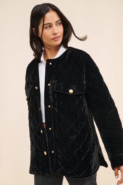 Endless Rose Oversized Quilted Velvet Jacket | Urban Outfitters