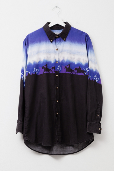 Vintage 1990s Cowboy Lightning Graphic Button Up Shirt | Urban Outfitters