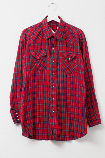 Vintage 1970s Distressed Red Plaid Pearl Button Western Shirt | Urban ...