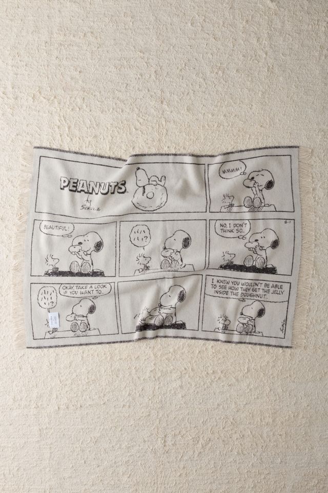 Maison Deux X Peanuts Snoopy Doughnut Comic Strip Wool Fleece Throw ...