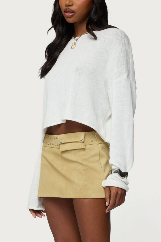 Edikted Roney Stud Faux Suede Mini Skort | Urban Outfitters