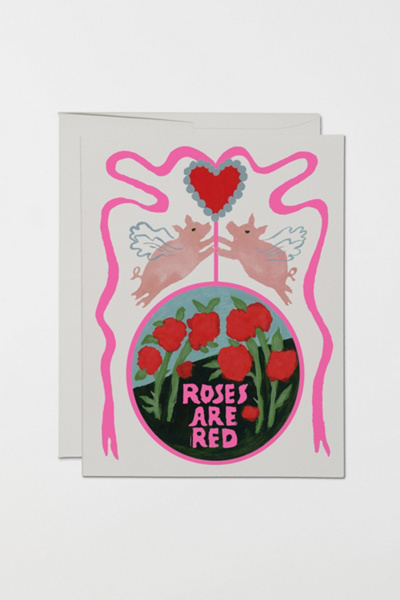 Red Cap Ribbons and Roses Valentine's Greeting Card | Urban Outfitters