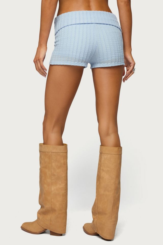 Edikted Iyara Textured Knit Foldover Micro Shorts | Urban Outfitters