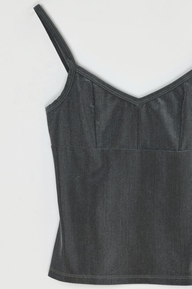 Vintage Y2k Dark Grey Metallic Top | Urban Outfitters