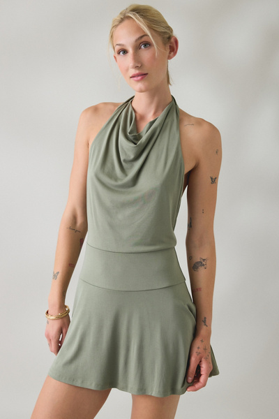 NIA Emilio High Halter Cowl Neck Mini Dress | Urban Outfitters