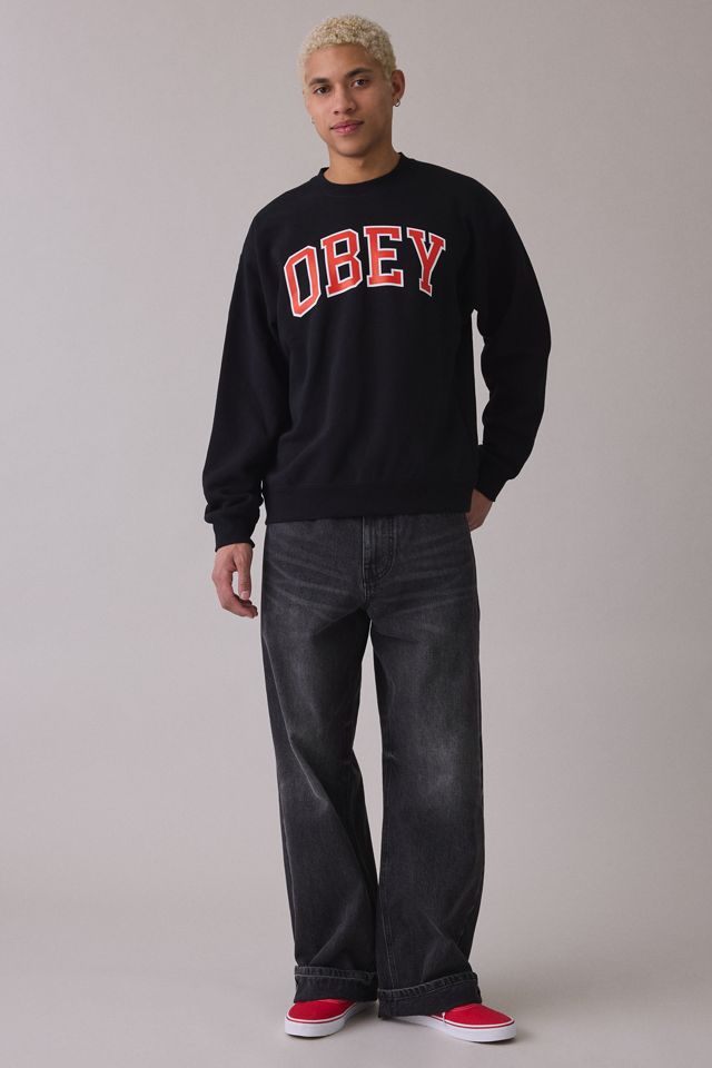 OBEY Academic Logo Crew Neck Sweatshirt | Urban Outfitters