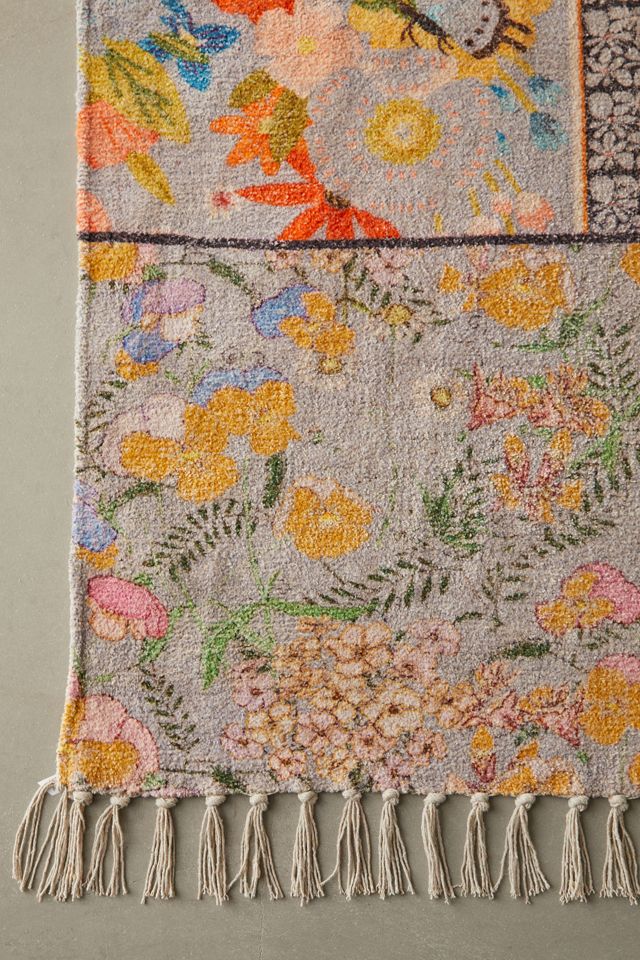 Colorful Floral Digital Printed Chenille Rug | Urban Outfitters
