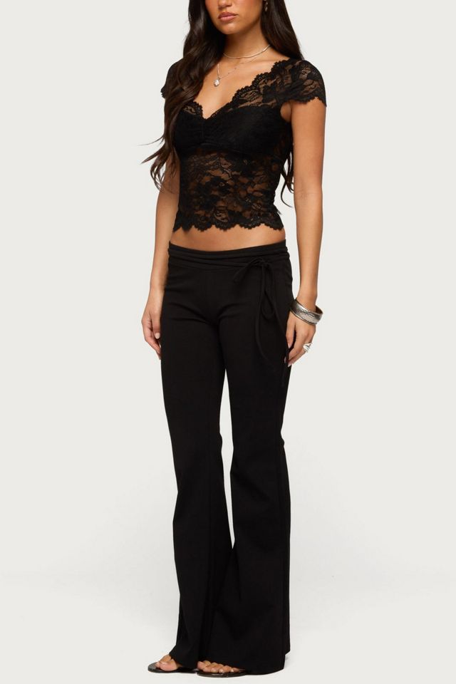Edikted Elza Scalloped Sheer Lace Top | Urban Outfitters