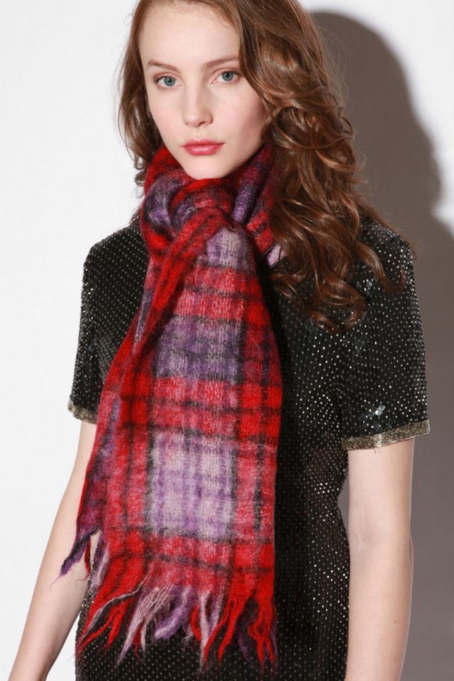 Vintage '60s Mohair Plaid Scarf | Urban Outfitters Canada