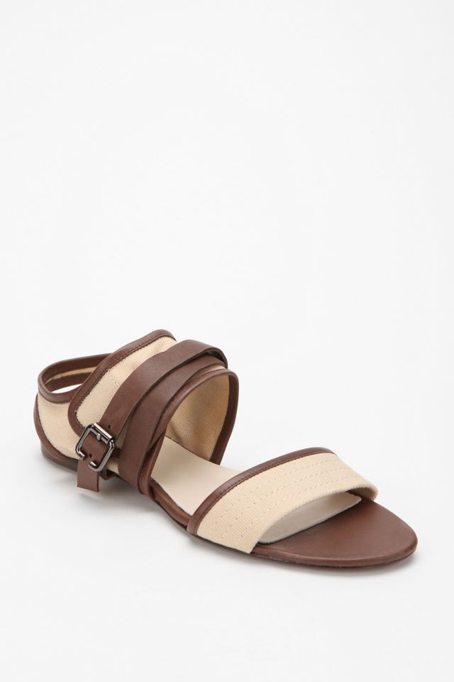 All Black Linen Ankle-Wrap Sandal | Urban Outfitters