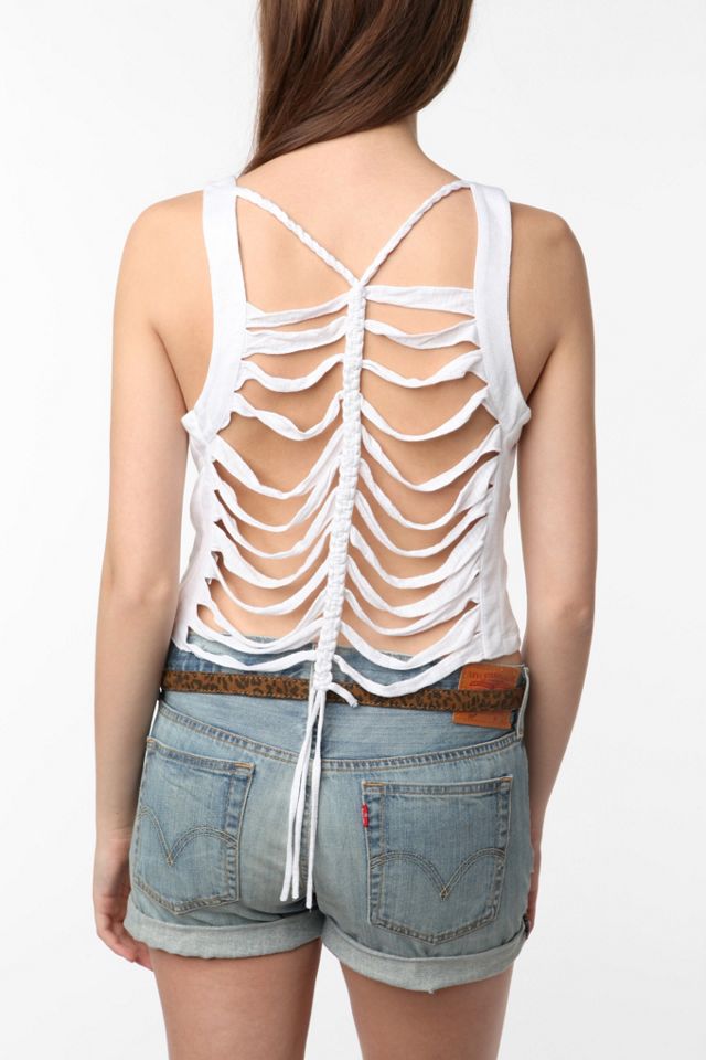Sparkle & Fade Macramé Back Tank Top | Urban Outfitters