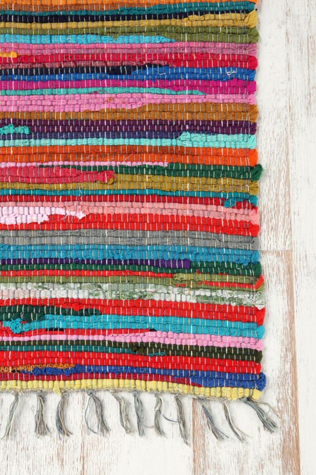 Rainbow Handmade Rag Rug | Urban Outfitters Canada