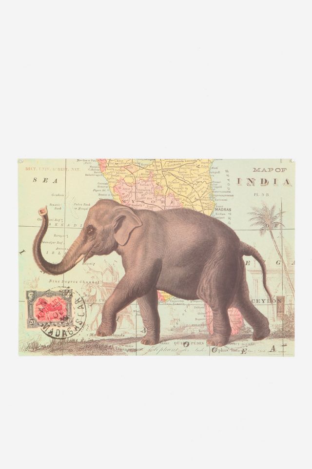 28x21 Elephant Map Poster | Urban Outfitters