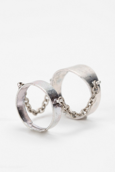 Chain & Metal Double Ring | Urban Outfitters