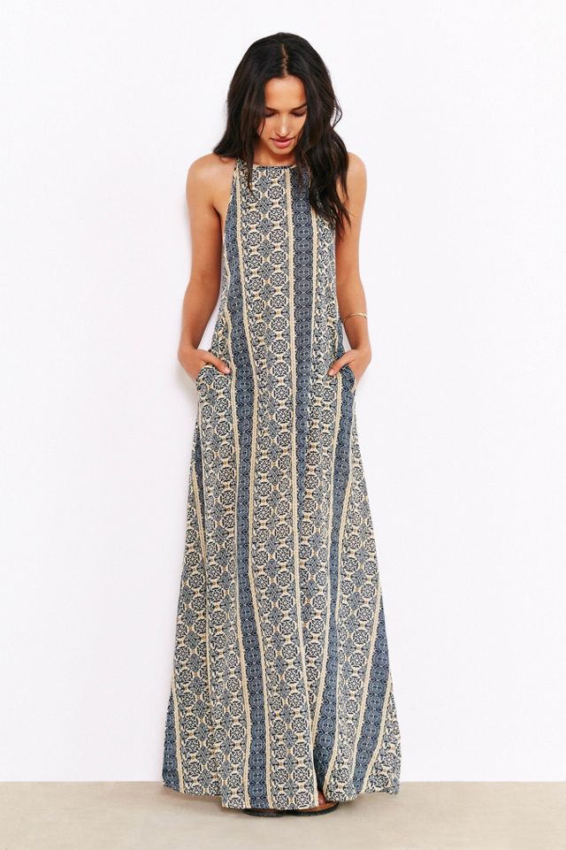 BOG Collective Boho-Print Maxi Slip Dress | Urban Outfitters