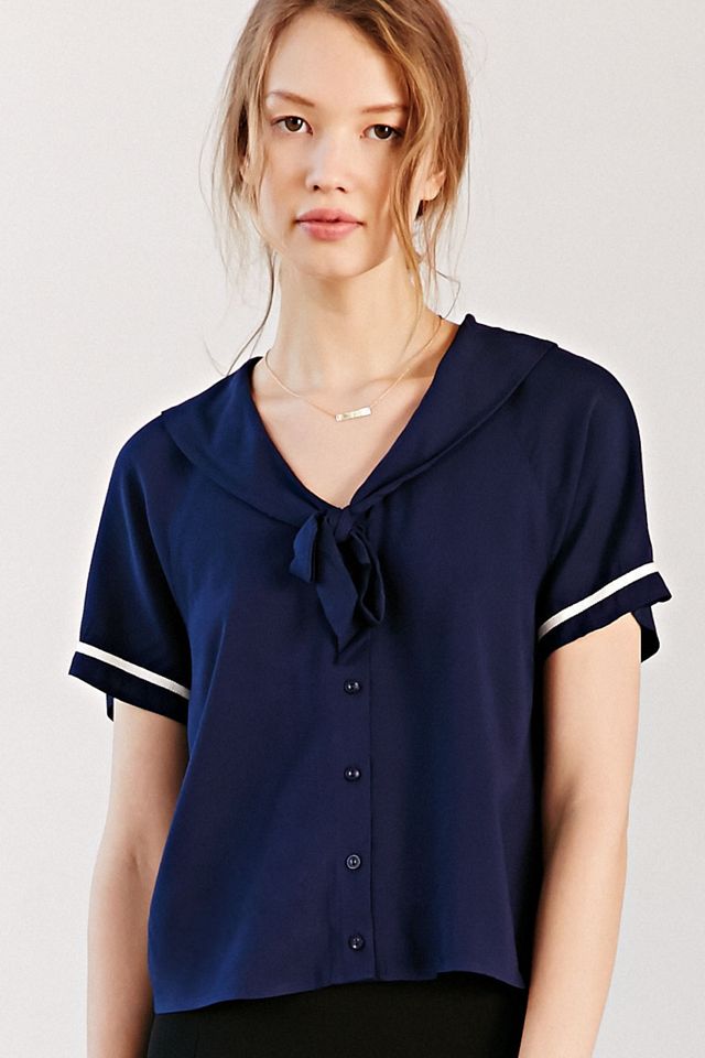 Cooperative Tie-Front Sailor Top | Urban Outfitters