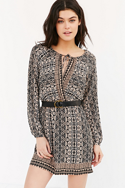 COPE Long-Sleeve Printed Tunic Dress | Urban Outfitters