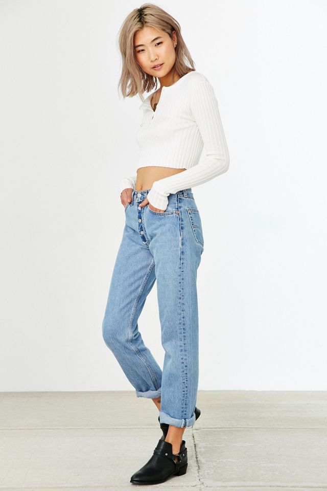 UNIF X UO Ribbed Cropped Henley Top | Urban Outfitters