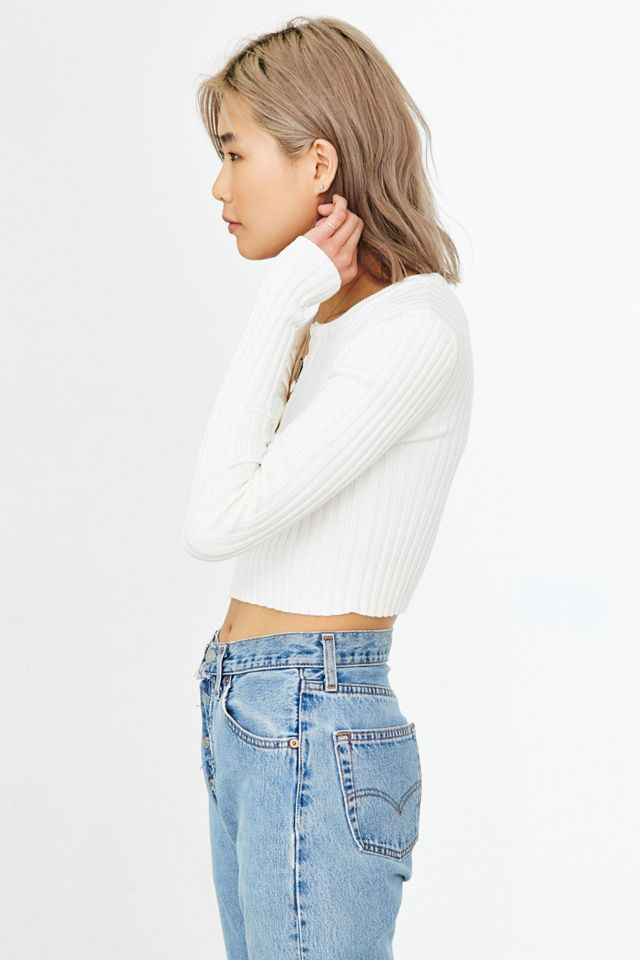 UNIF X UO Ribbed Cropped Henley Top | Urban Outfitters