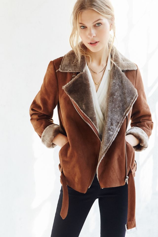 Silence + Noise Faux Shearling Aviator Jacket | Urban Outfitters