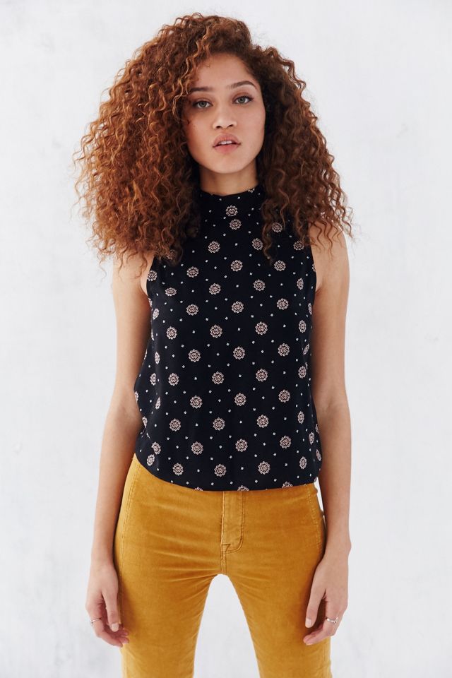 Ecote Geo Mock Neck Blouse | Urban Outfitters