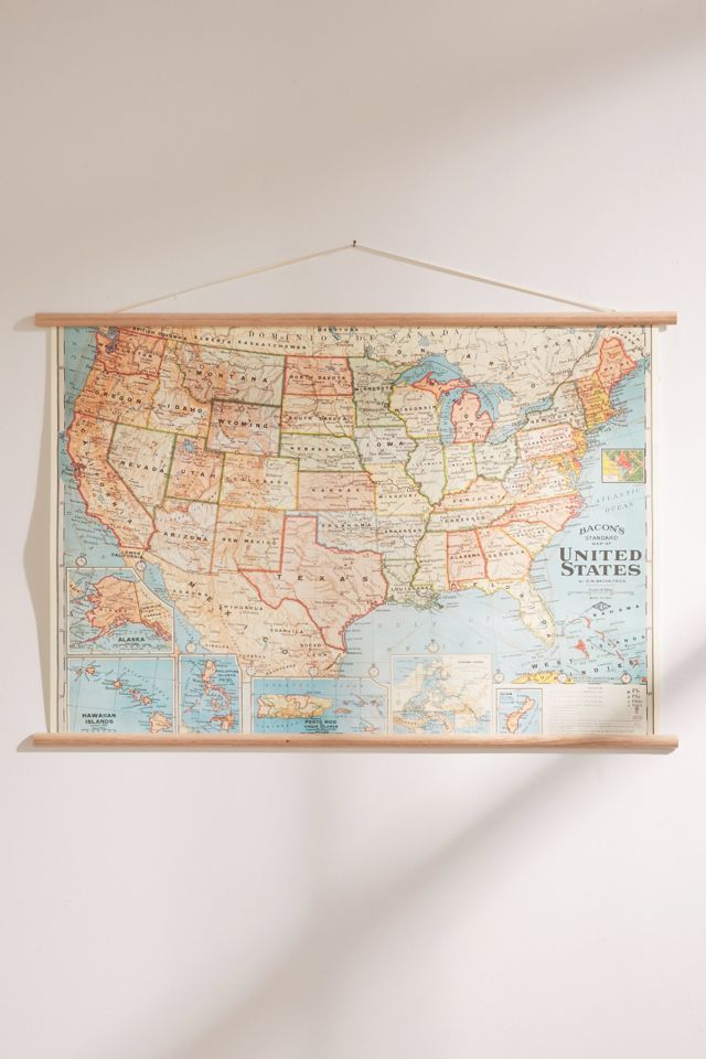 Hanging Vintage USA Map | Urban Outfitters