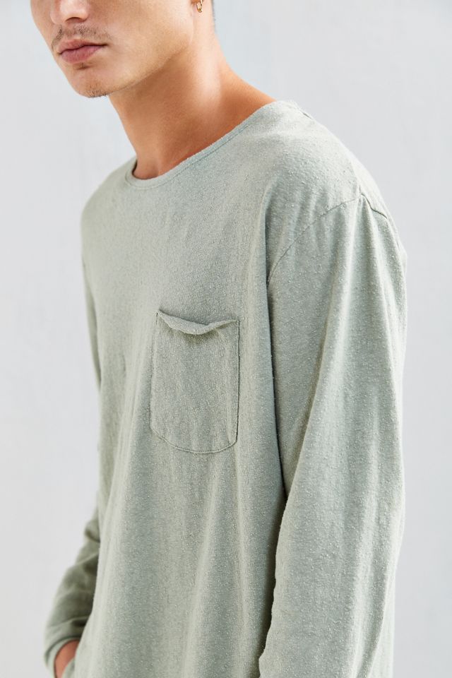 Nubby Linen Curved Hem Long Sleeve Tee | Urban Outfitters