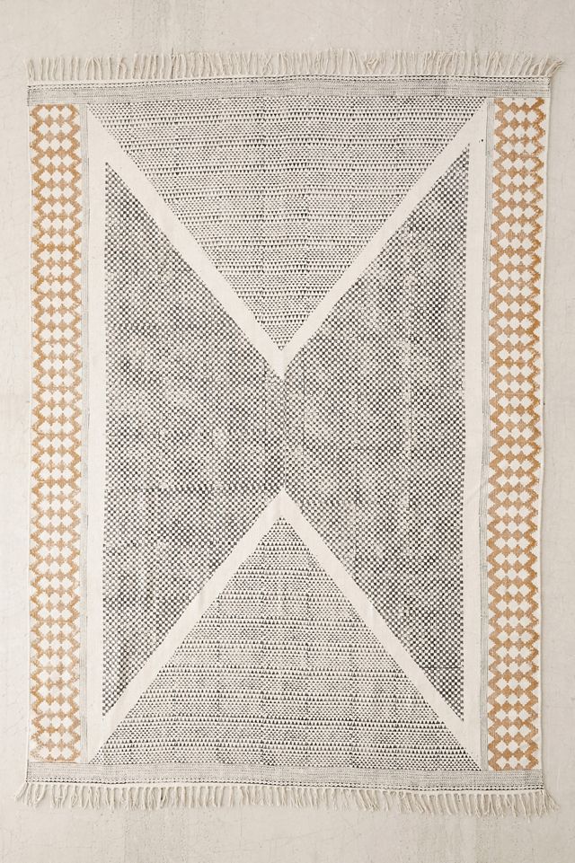 Calisa Block Printed Rug | Urban Outfitters