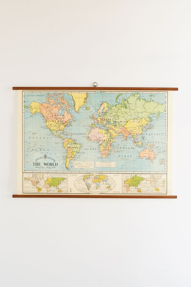 World Map School Chart Wall Hanging | Urban Outfitters