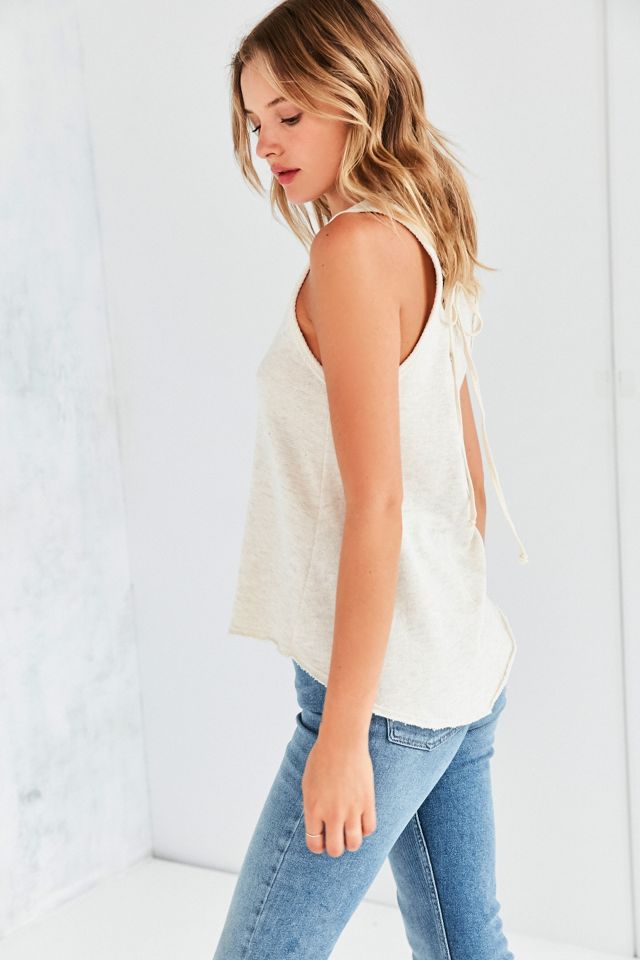 Ecote Textured Lace-Up Back Tank Top | Urban Outfitters