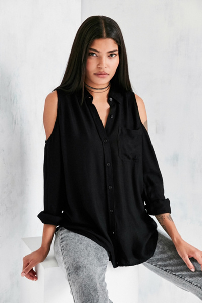 Silence + Noise Cold Shoulder Button-Down Shirt | Urban Outfitters