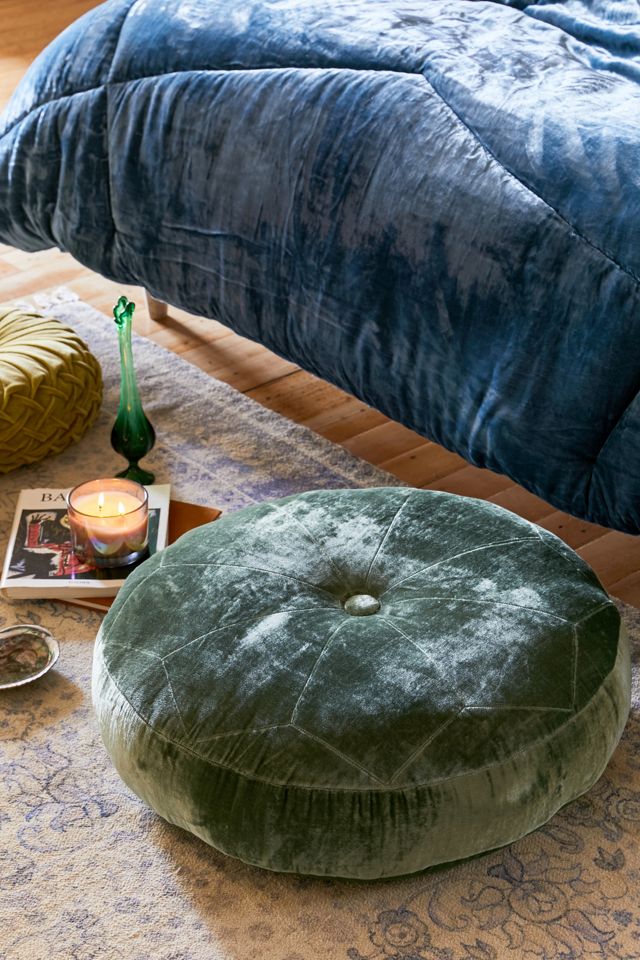 Amya Round Velvet Pillow Pouf | Urban Outfitters