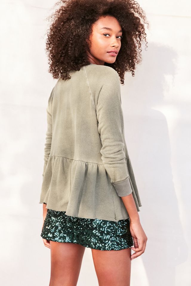 Truly Madly Deeply Clean Sweep Long-Sleeve Peplum Tee | Urban Outfitters