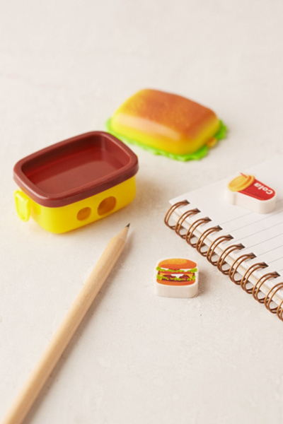 Burger Box Pencil Sharpener + Eraser Set | Urban Outfitters